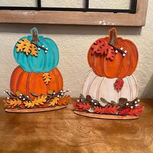 Stacked Pumpkin Sign - Floral Pumpkin - Pumpkin Sign - Monogrammed Sign ...