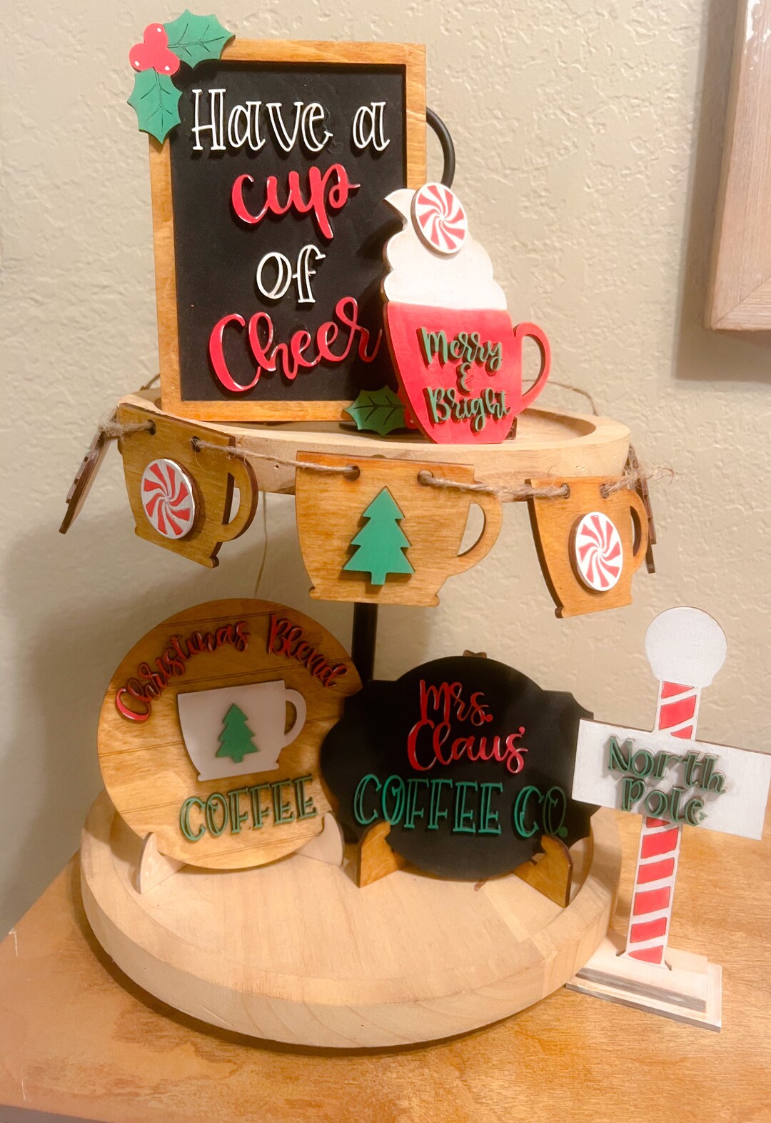 Christmas Coffee Tier Tray - Winter Tiered Tray - Christmas Signs ...