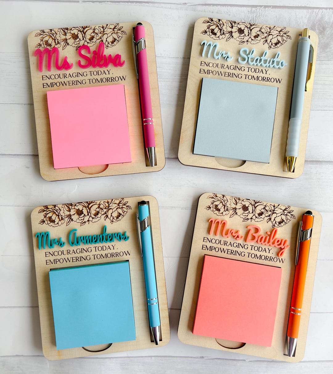 Teacher Sticky Pad Note Holder - Personalized Note Holder - Monogrammed ...