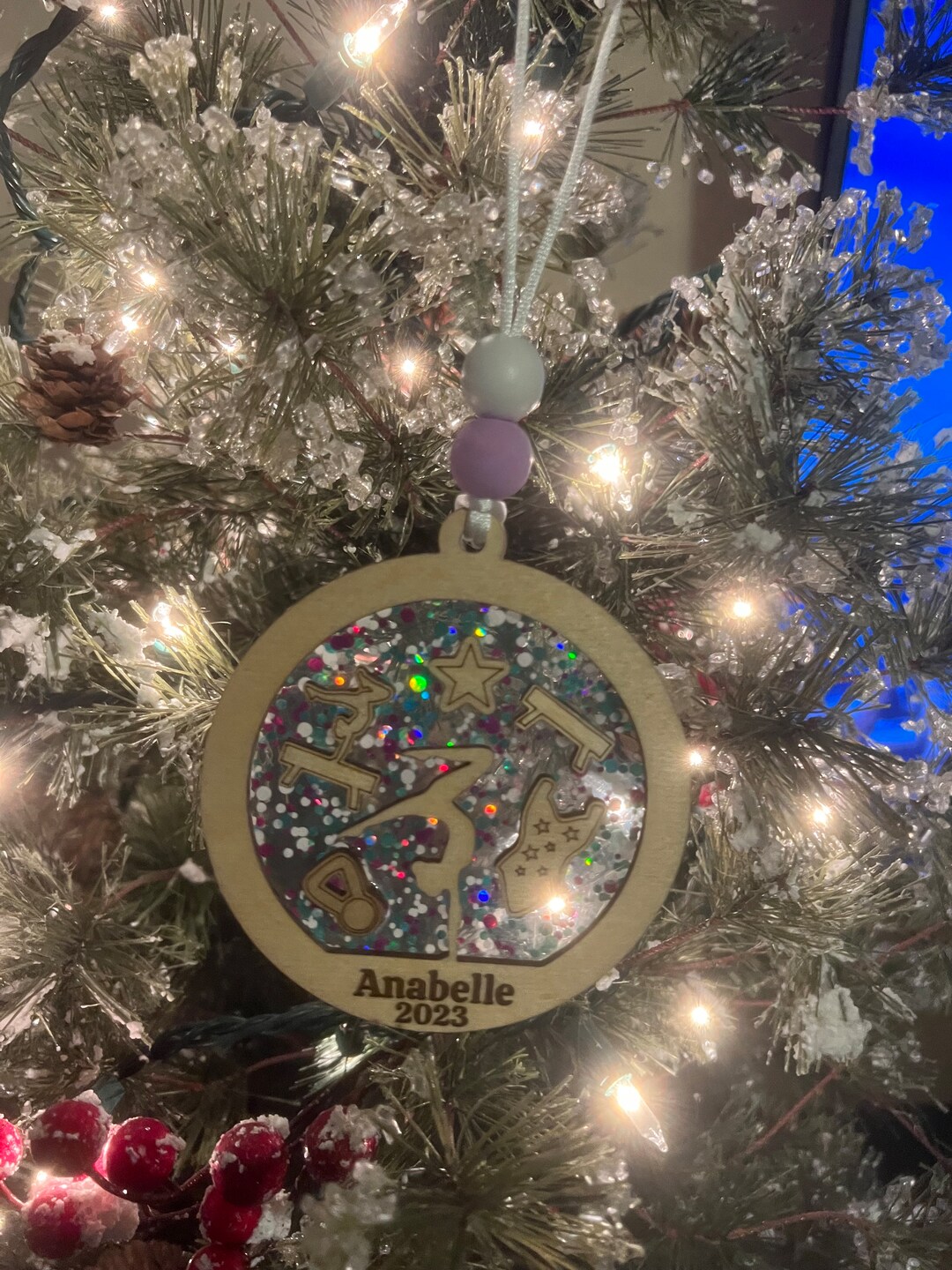 Gymnastics Ornament - Wooden Hanging Christmas Tree Ornament ...