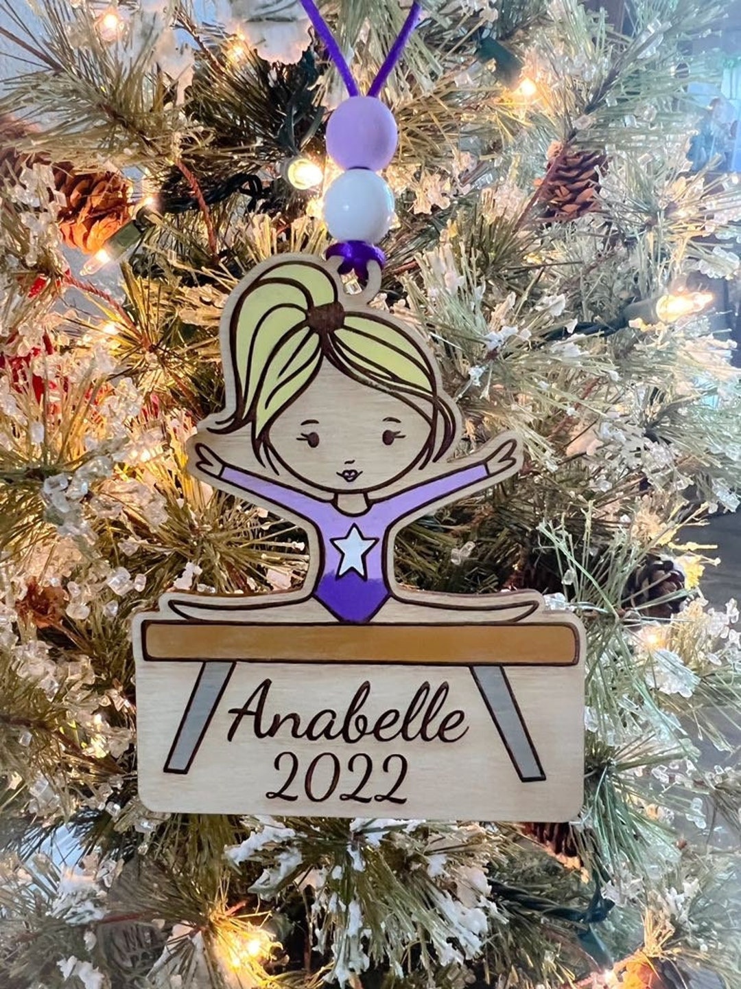 Gymnastics Ornament - Wooden Hanging Christmas Tree Ornament ...