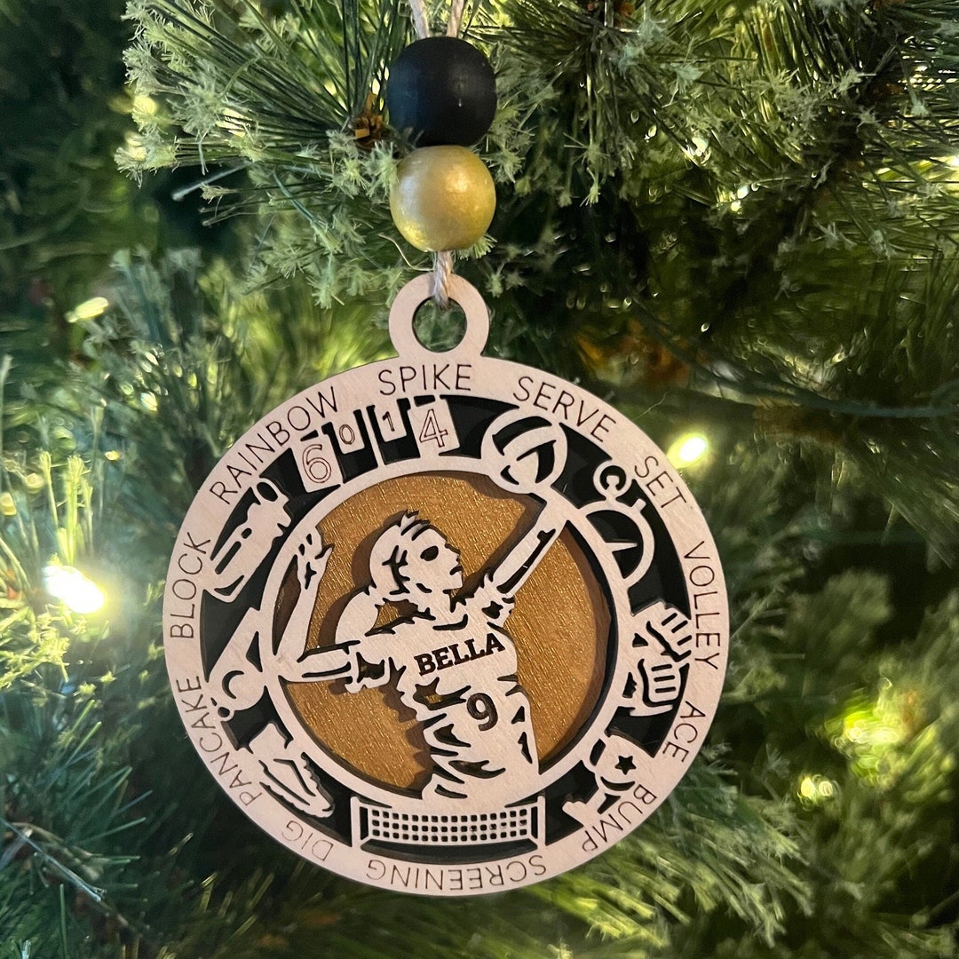 Volleyball Ornament - Wooden Hanging Christmas Tree Ornament ...