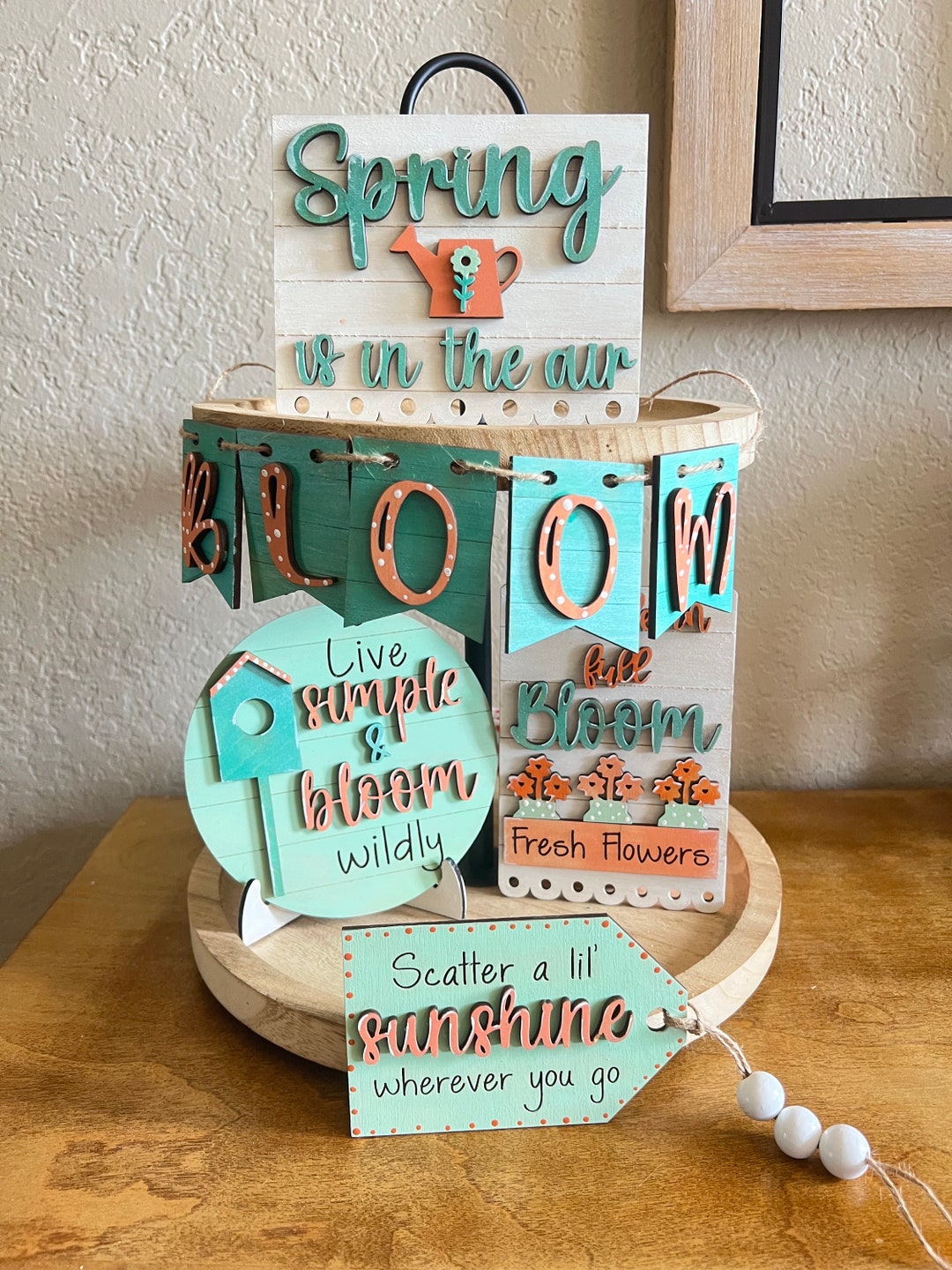 Spring Tiered Tray Decor - Farmhouse Easter Tiered Tray Set - Spring ...