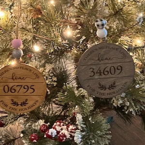 Zip Code Ornament - Laser Cut Wood Christmas Ornament - Rustic Decor ...