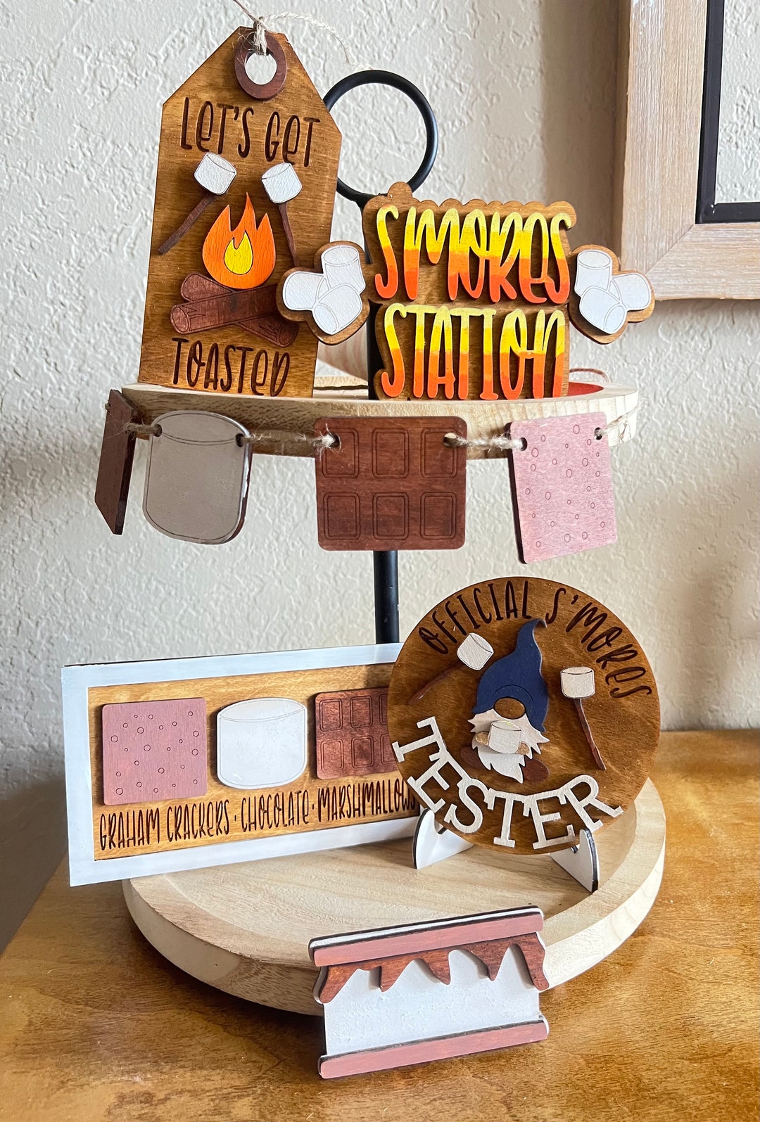 Smore's Tier Tray - Winter Tiered Tray - S'mores Signs - Tiered Tray ...