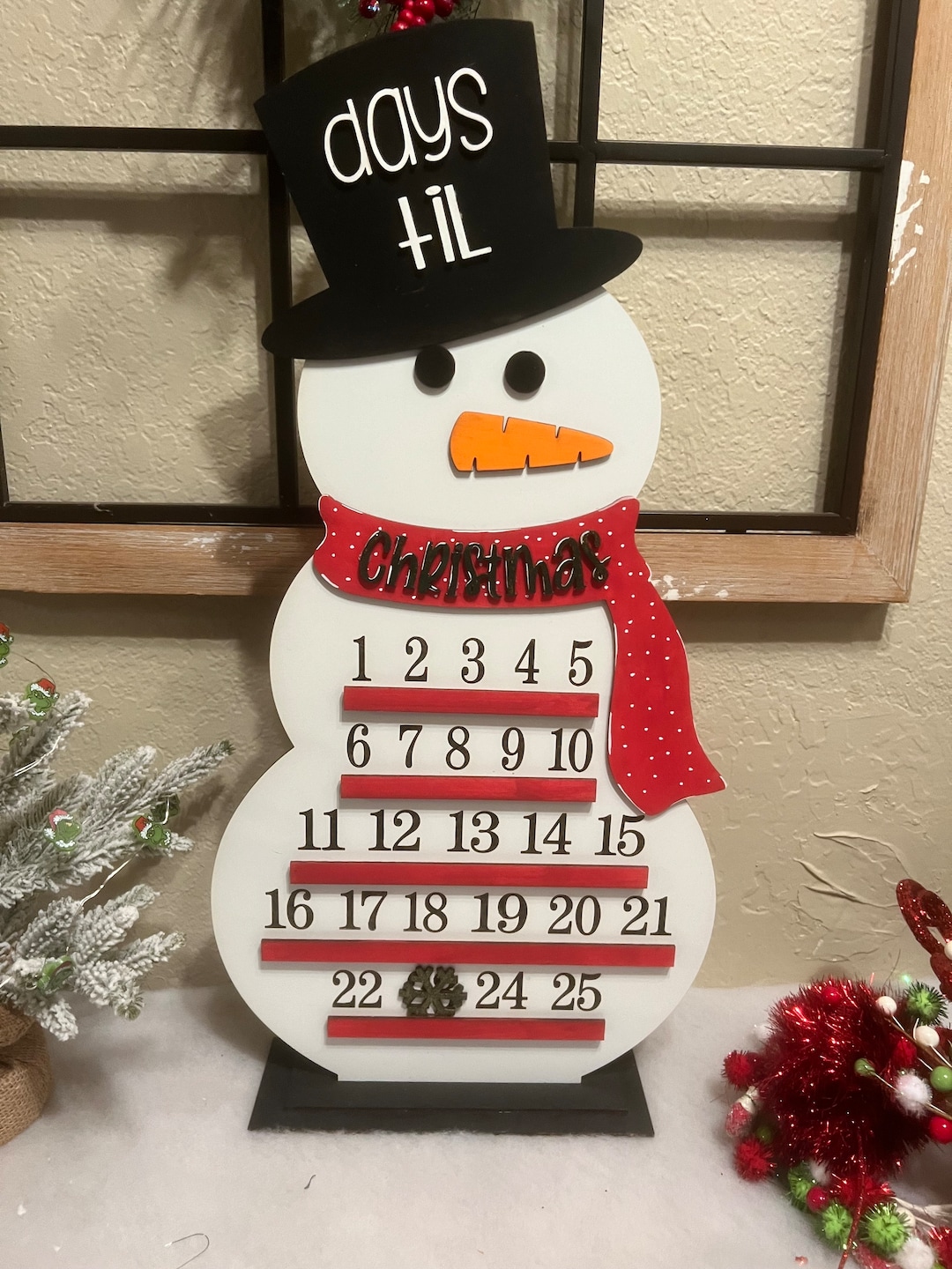 Christmas Countdown Sign - Snowman Christmas Countdown - Farmhouse ...
