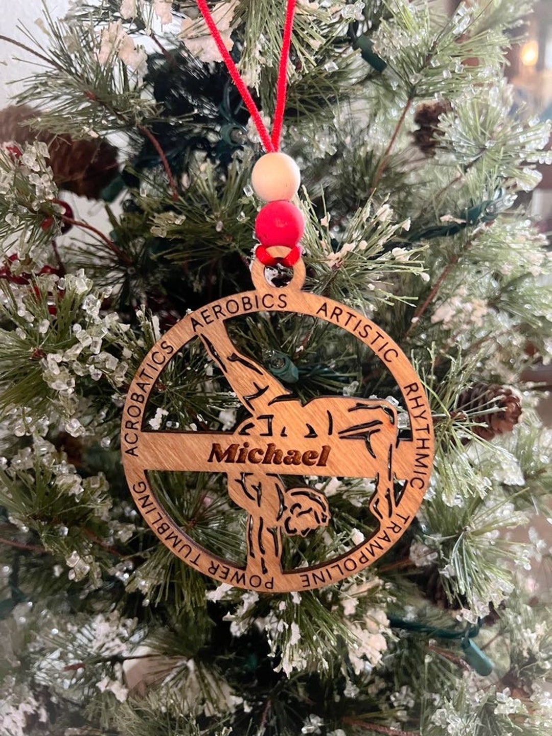 Mens Gymnastics Ornament Wooden Hanging Christmas Tree Ornament ...
