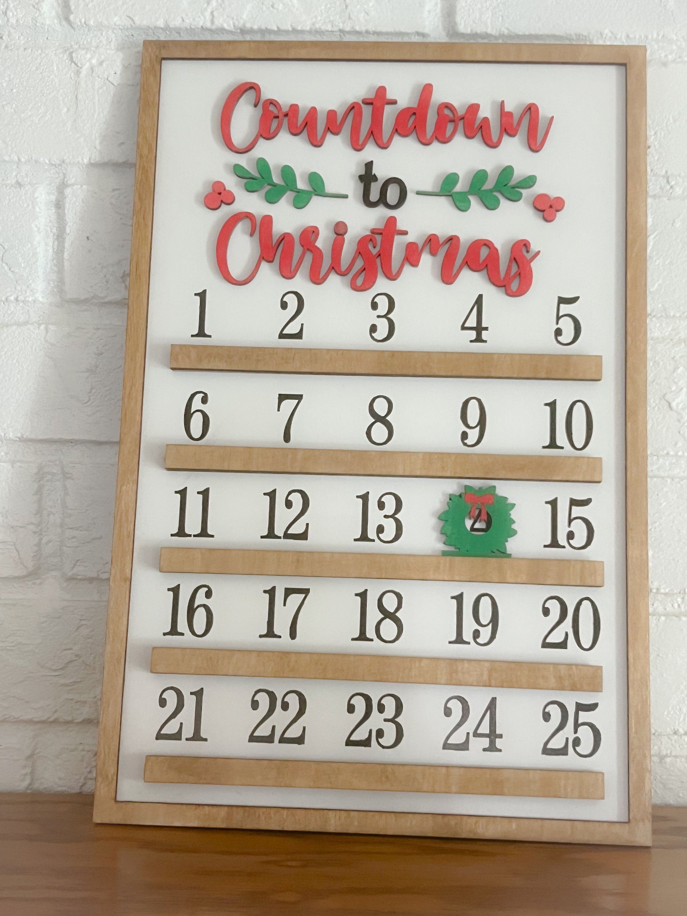 Wreath Christmas Countdown Sign - Wreath Decor - Farmhouse Christmas ...