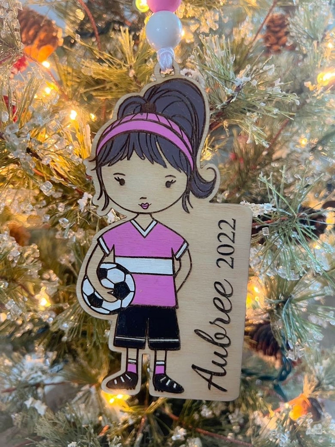 Soccer Ornament - Wooden Hanging Christmas Tree Ornament - Soccer Lover ...