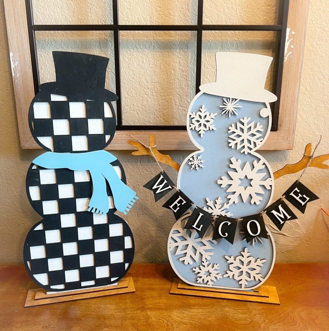 Snowman Sign - Snowman Decoration - Standing Sign - Personalized ...