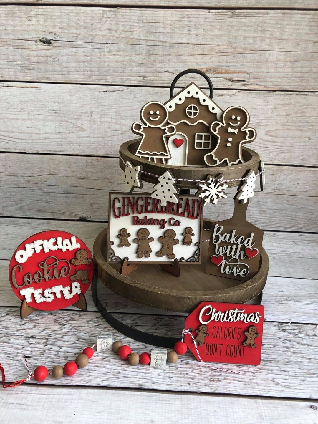 Gingerbread Tiered Tray Decor - Christmas Tiered Tray Signs ...