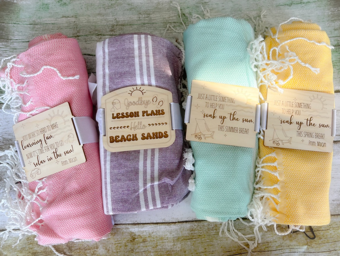 Teacher Gift - Teacher Beach Towel - Wood Blanket Tag or Towel Tag ...