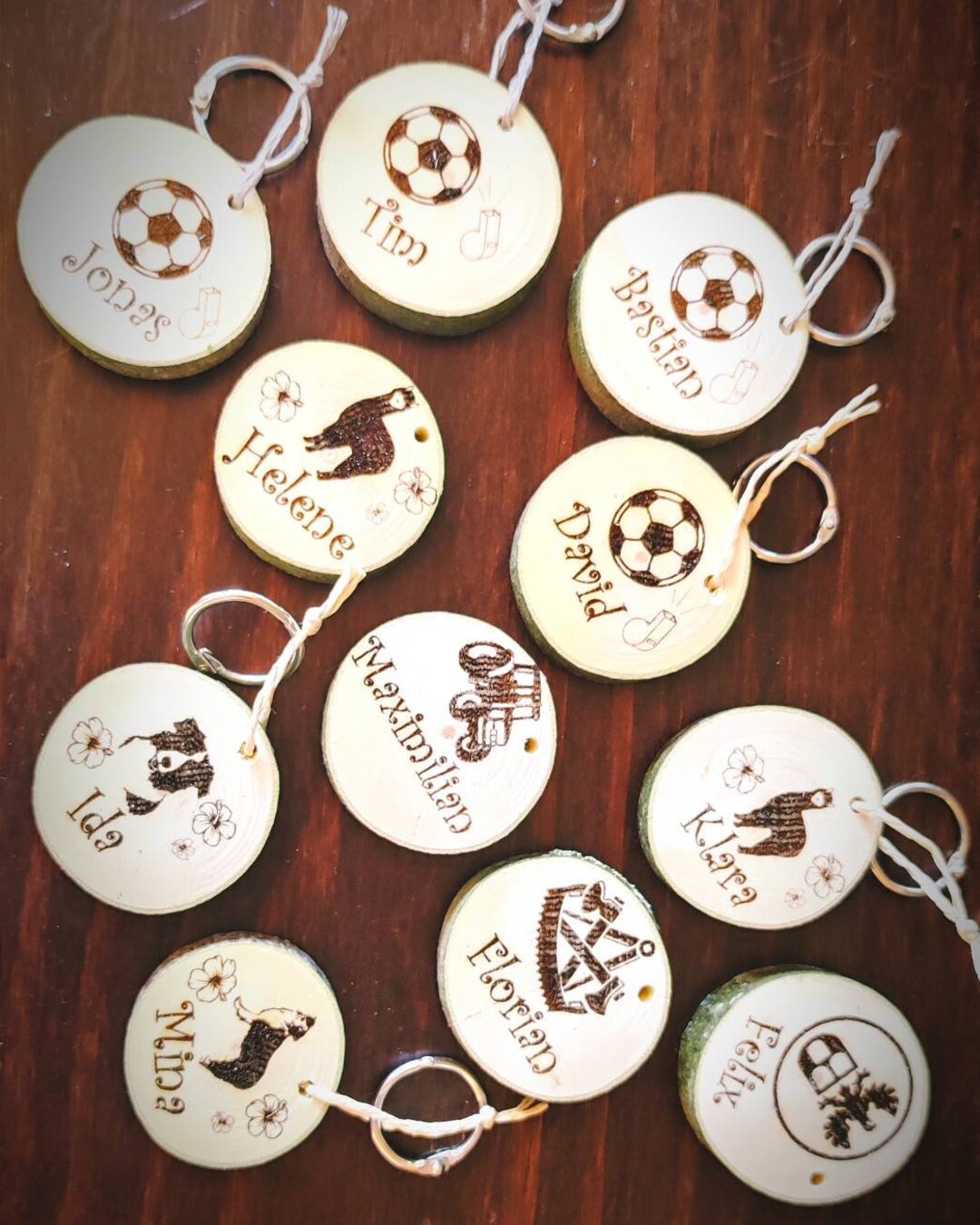 Personalized Wooden Disc, Name Tag With Picture, Individually Engraved ...