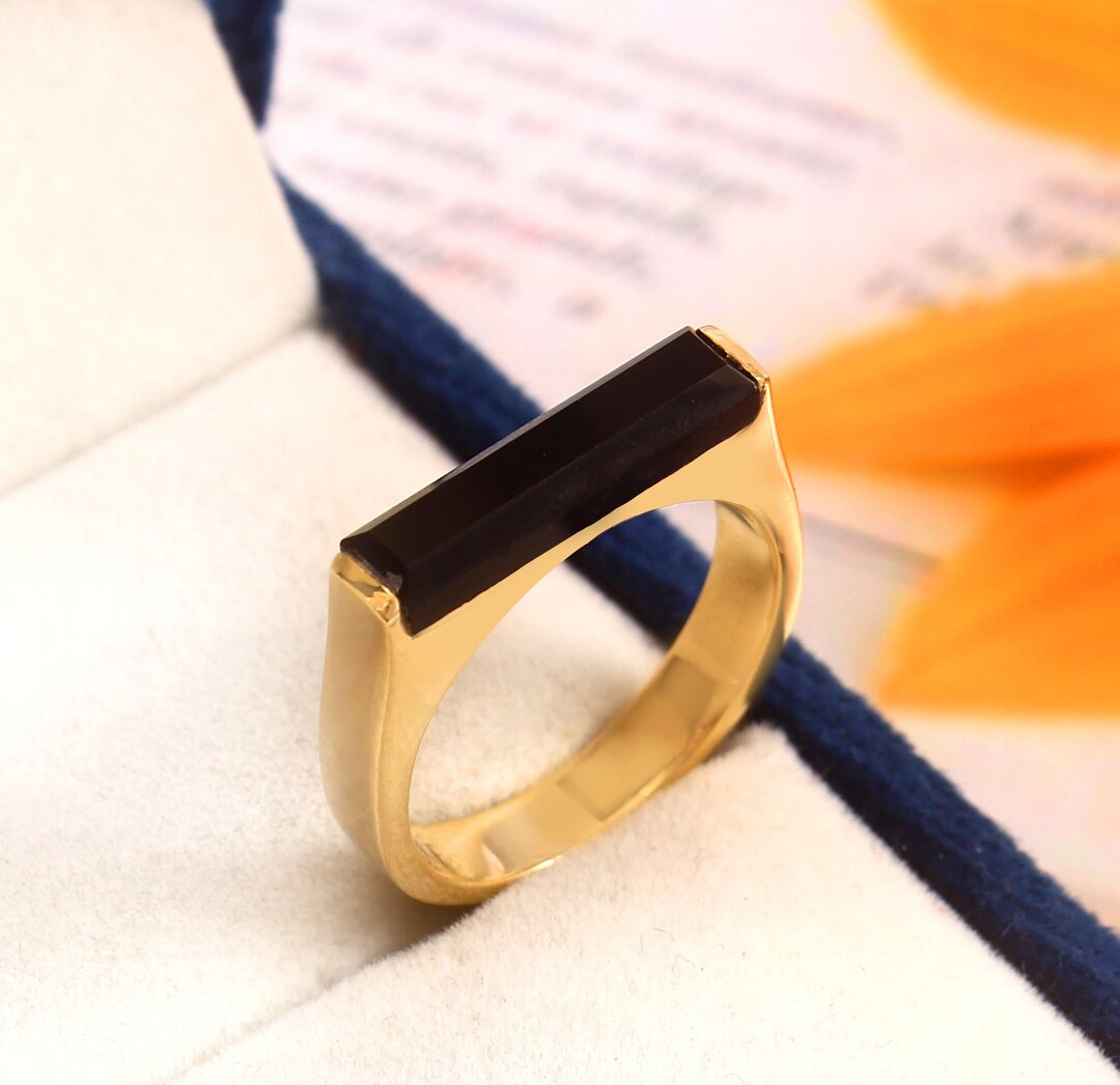 Black Onyx Hydro Ring, Onyx Signet Ring, 925 Sterling Silver ...