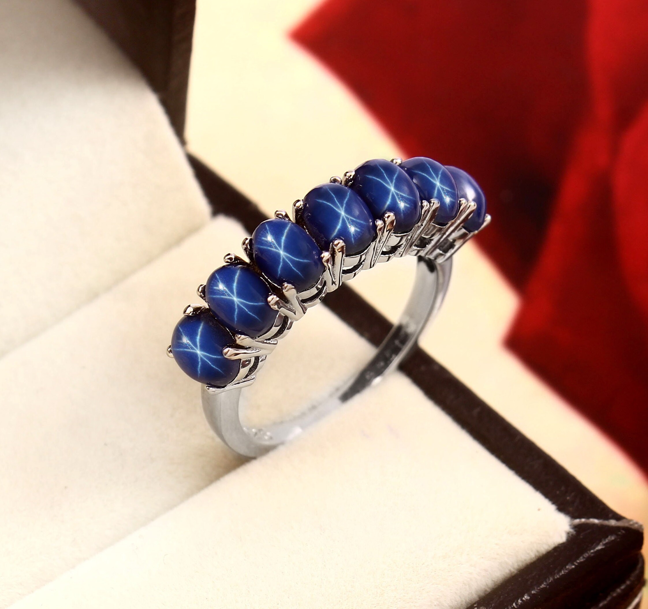 Genuine Blue Sapphire Star Ring 925sterling Silver Ring Personalized ...