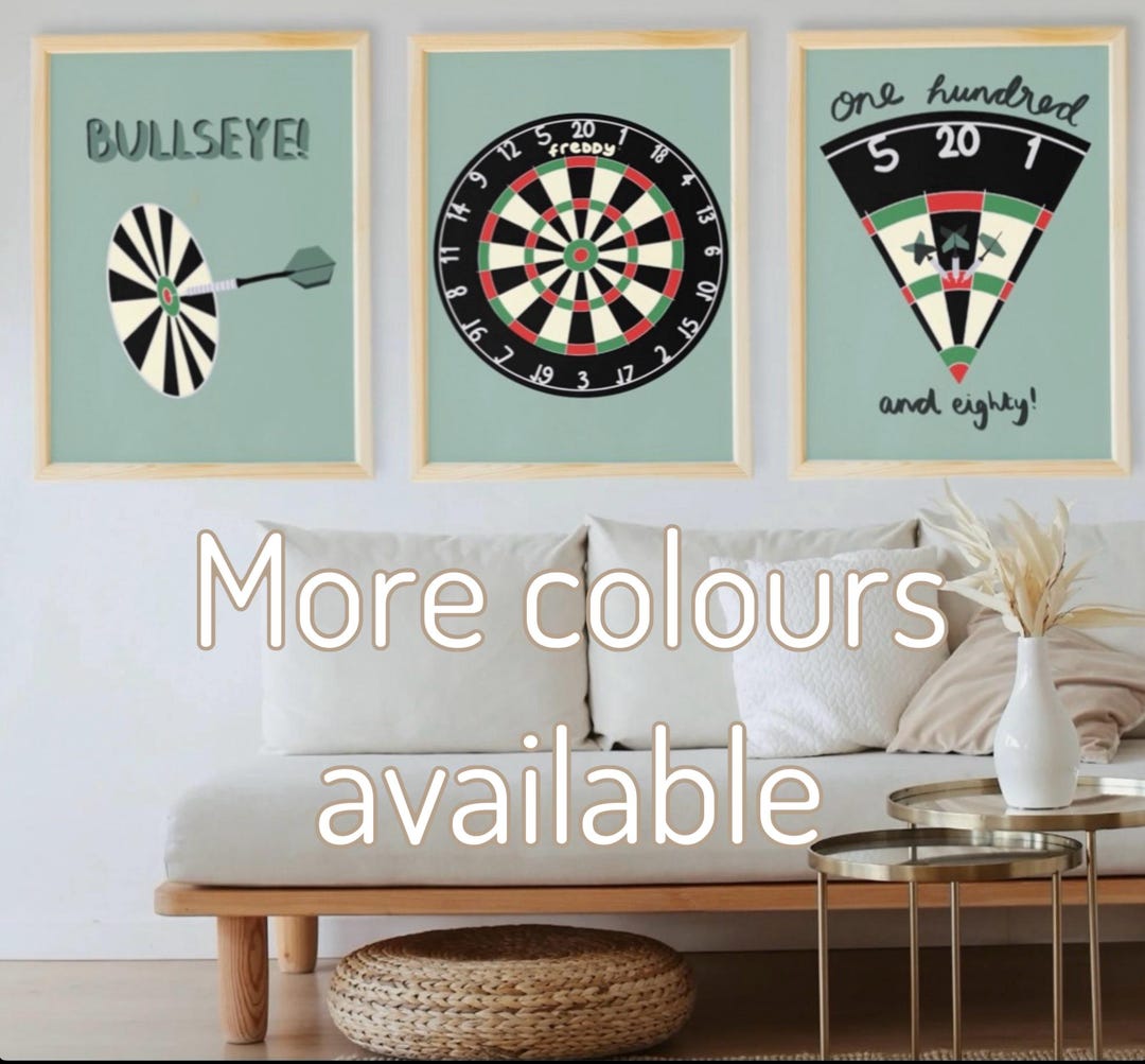 Personalised Dartboard Print Dart Themed Gift Gaming Room Decor Man ...