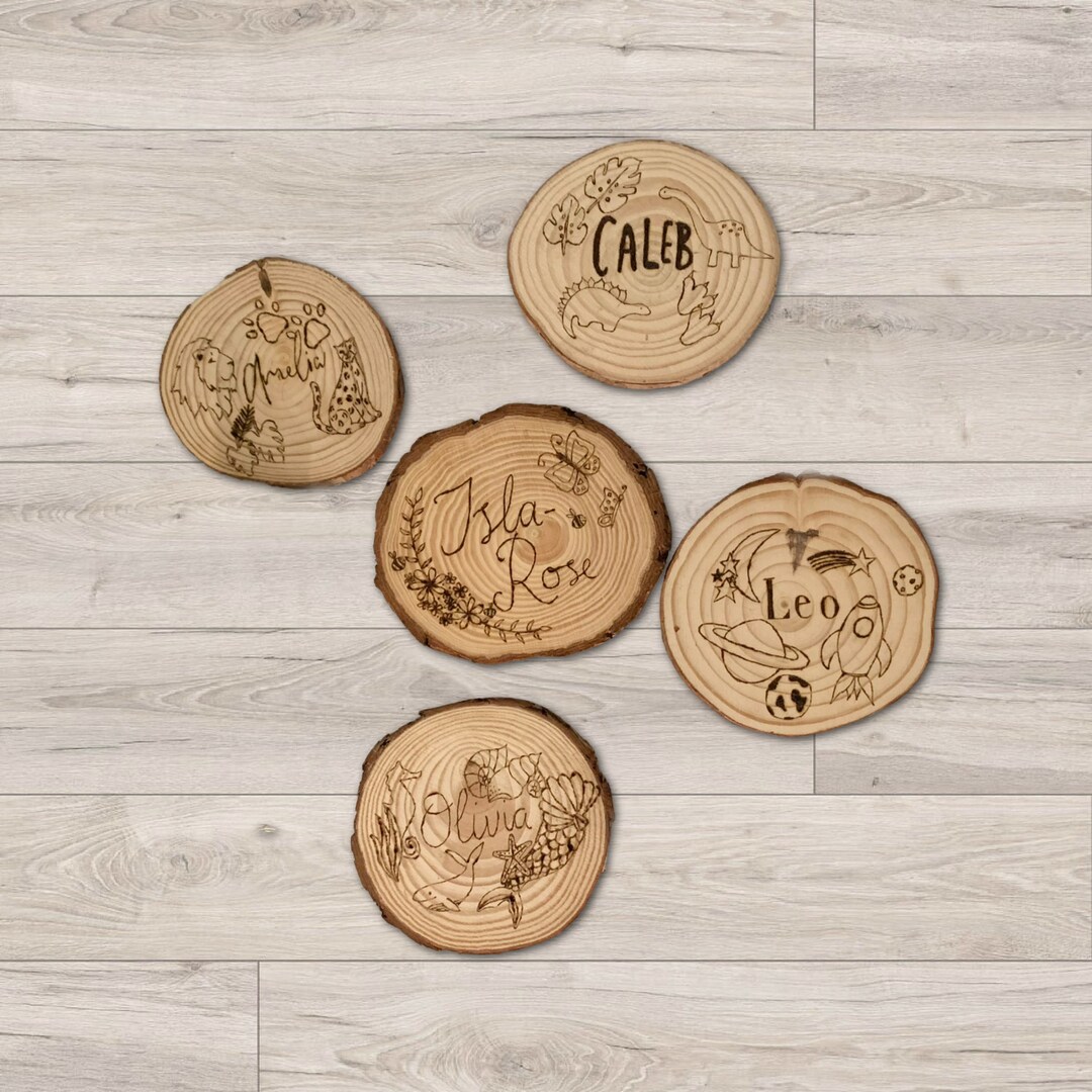 Wooden Log Disc Name Child Themed Bedroom Shelf Decor - Etsy