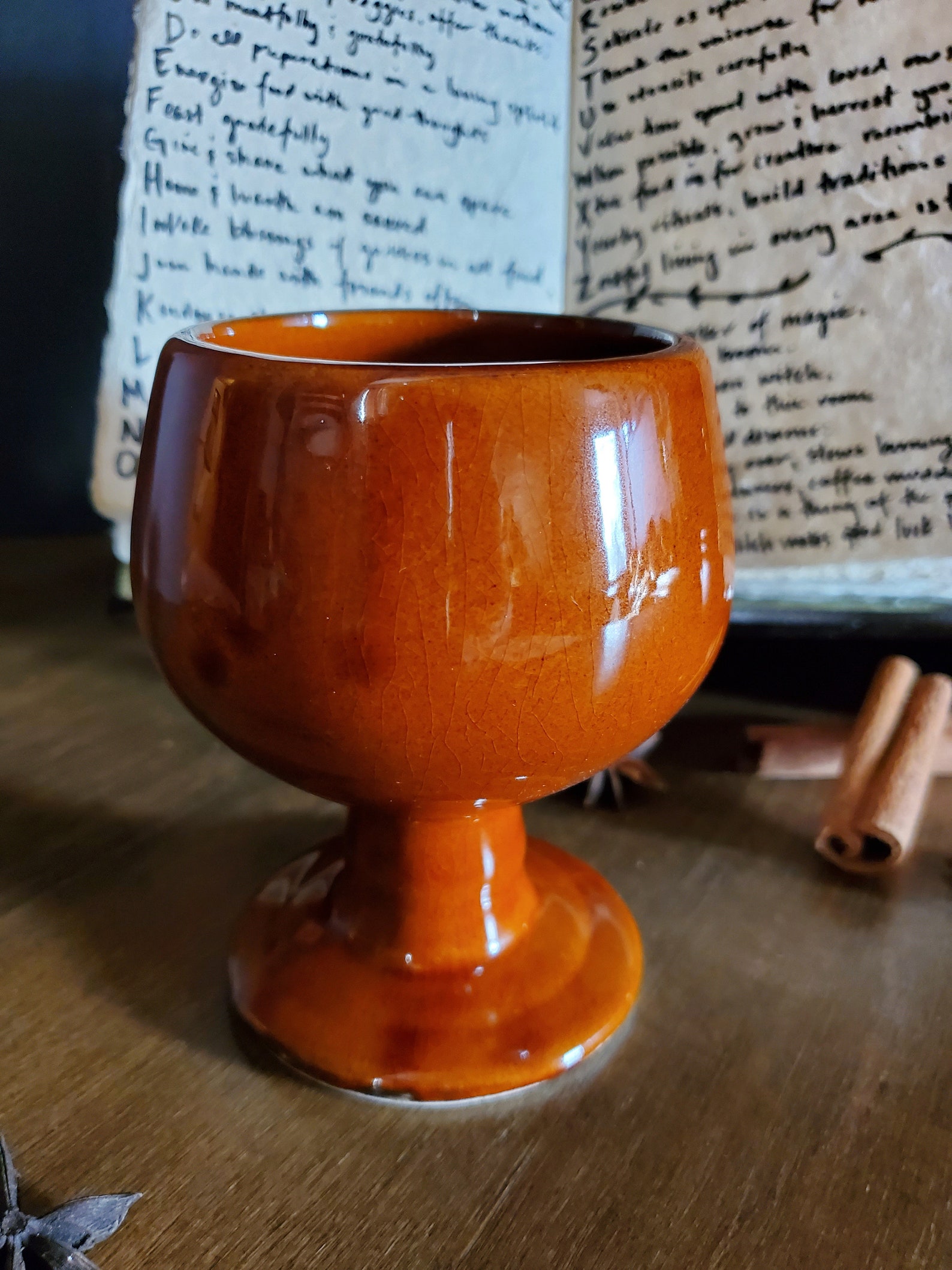 Orange Glazed Clay Goblet/chalice - Etsy