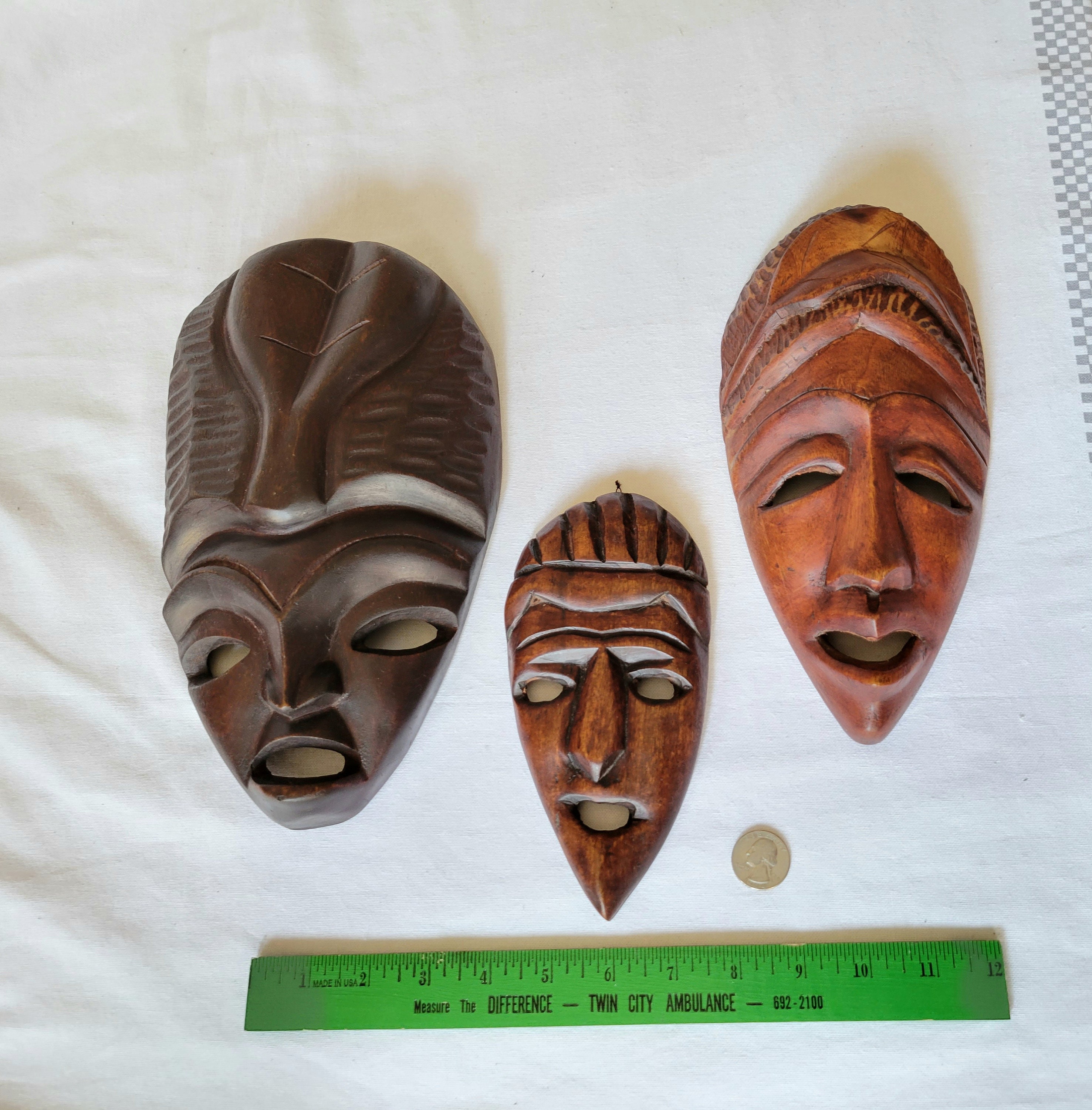 3 Caribbean Hand Carved Wooden Masks Small Medium Large - Etsy