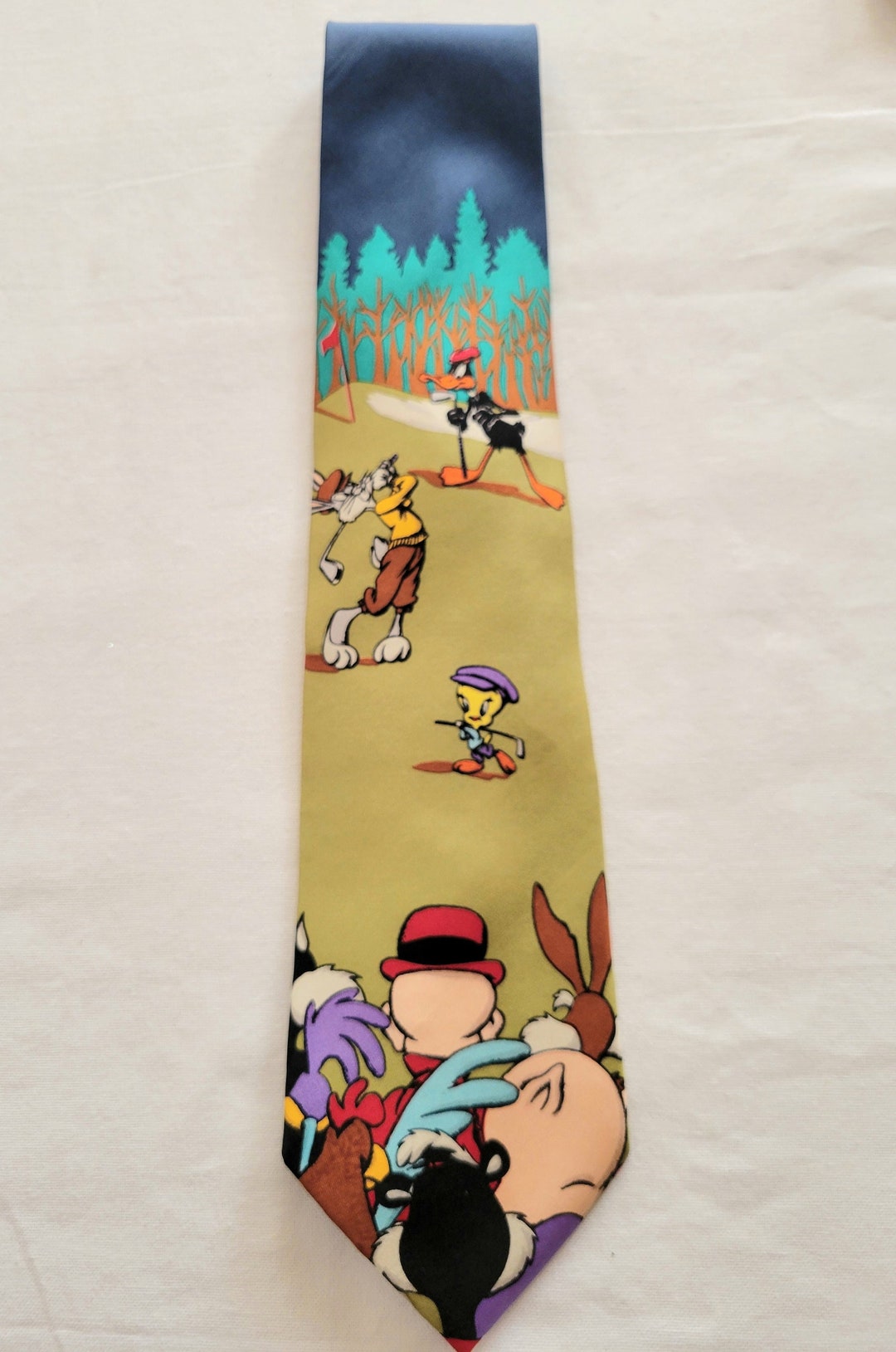 Vintage 1991 Tie Bugs, Daffy, & Friends Golfing. Father's Day Tie, Tie ...