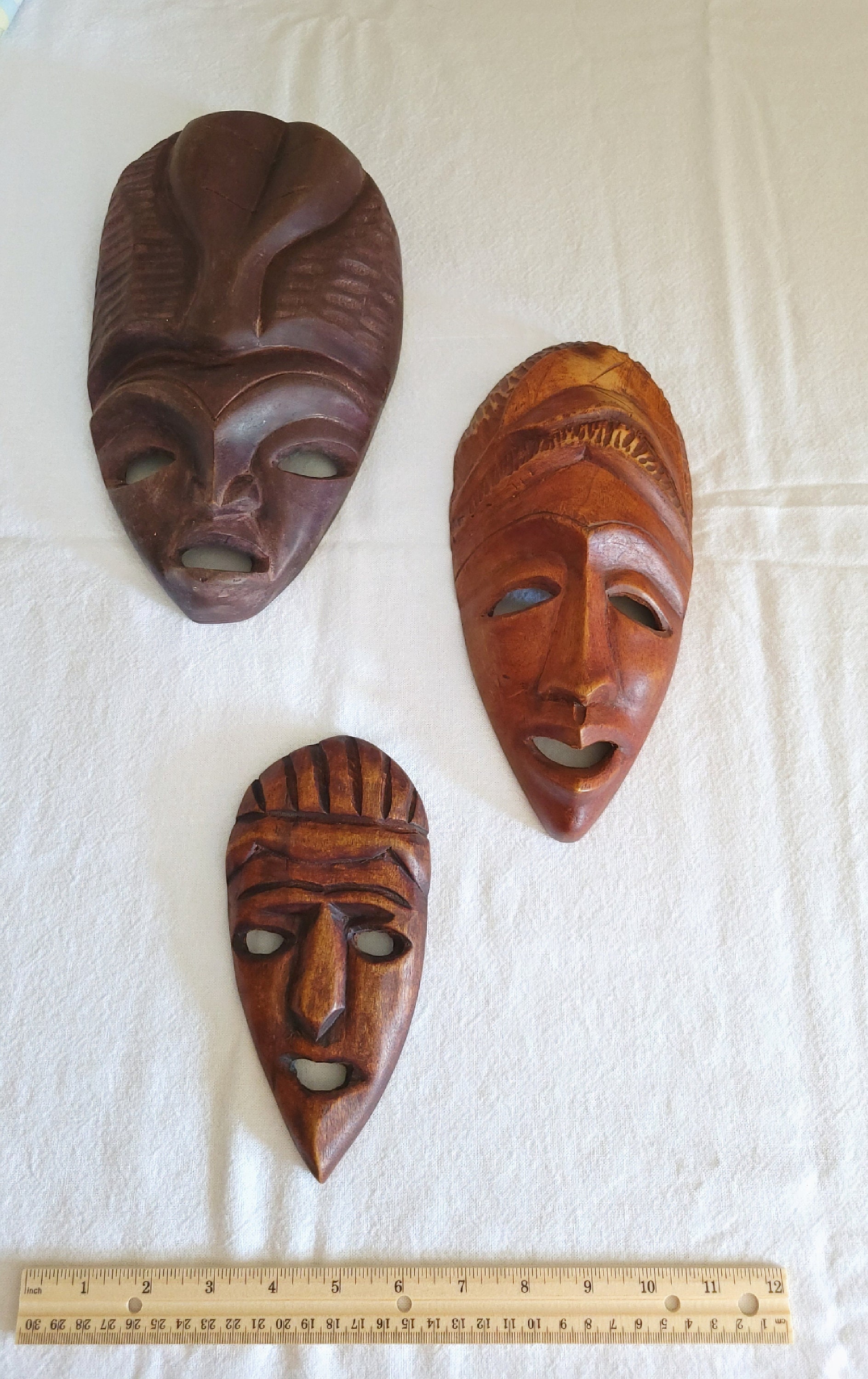 3 Caribbean Hand Carved Wooden Masks Small Medium Large - Etsy