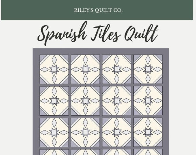 Festive Tiles Modern Quilt Pattern Digital PDF Mosaic Tile Block Throw ...