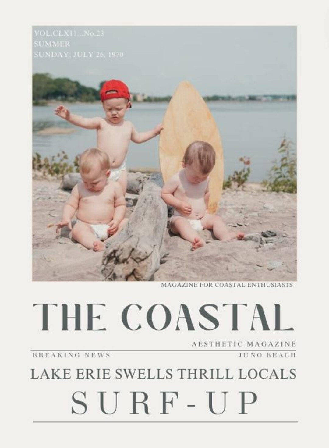 Vintage Surfer Magazine Cover Poster Canva Template - Etsy