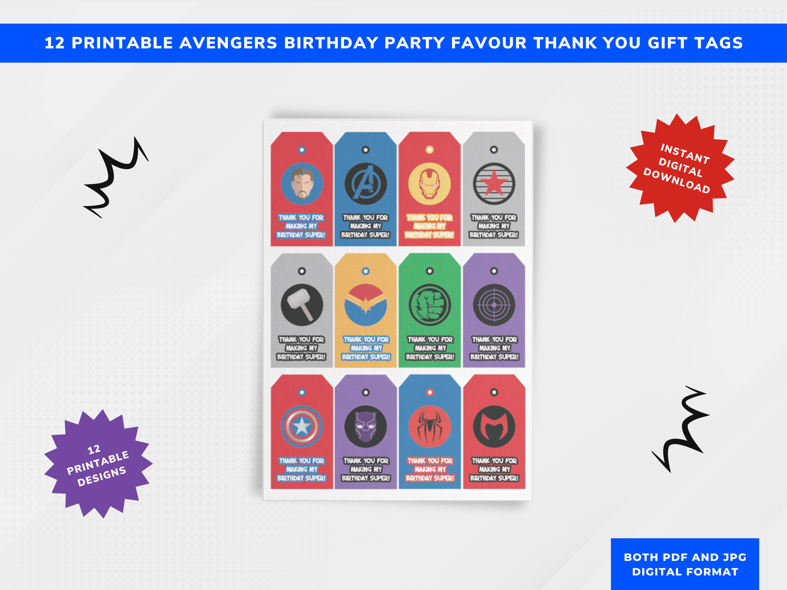 Avengers Birthday Gift Tags Printable Avengers Hang Tag - Etsy