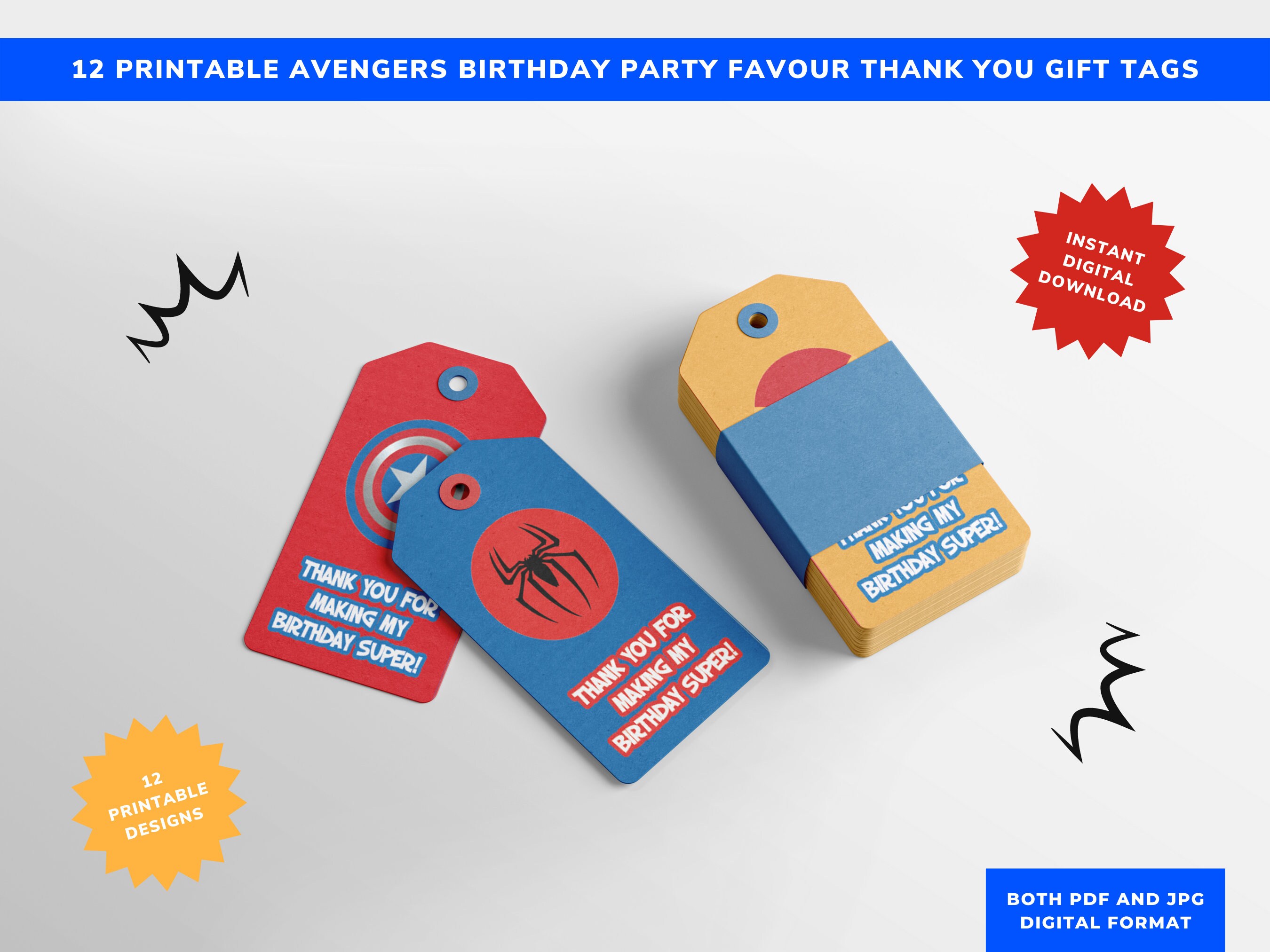 Avengers Birthday Gift Tags Printable Avengers Hang Tag - Etsy