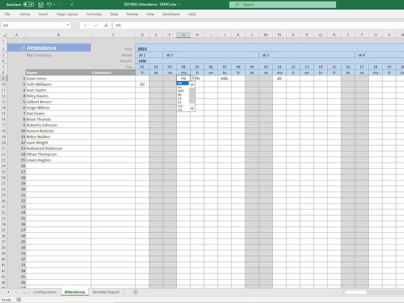 Attendance Tracker for Microsoft Excel | Employee Attendance | Student ...