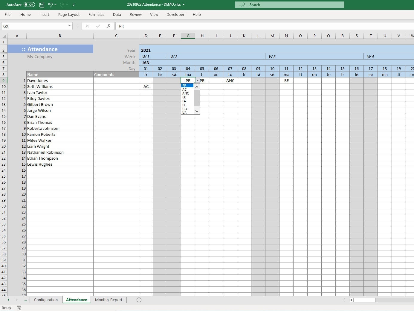 Attendance Tracker for Microsoft Excel | Employee Attendance | Student ...