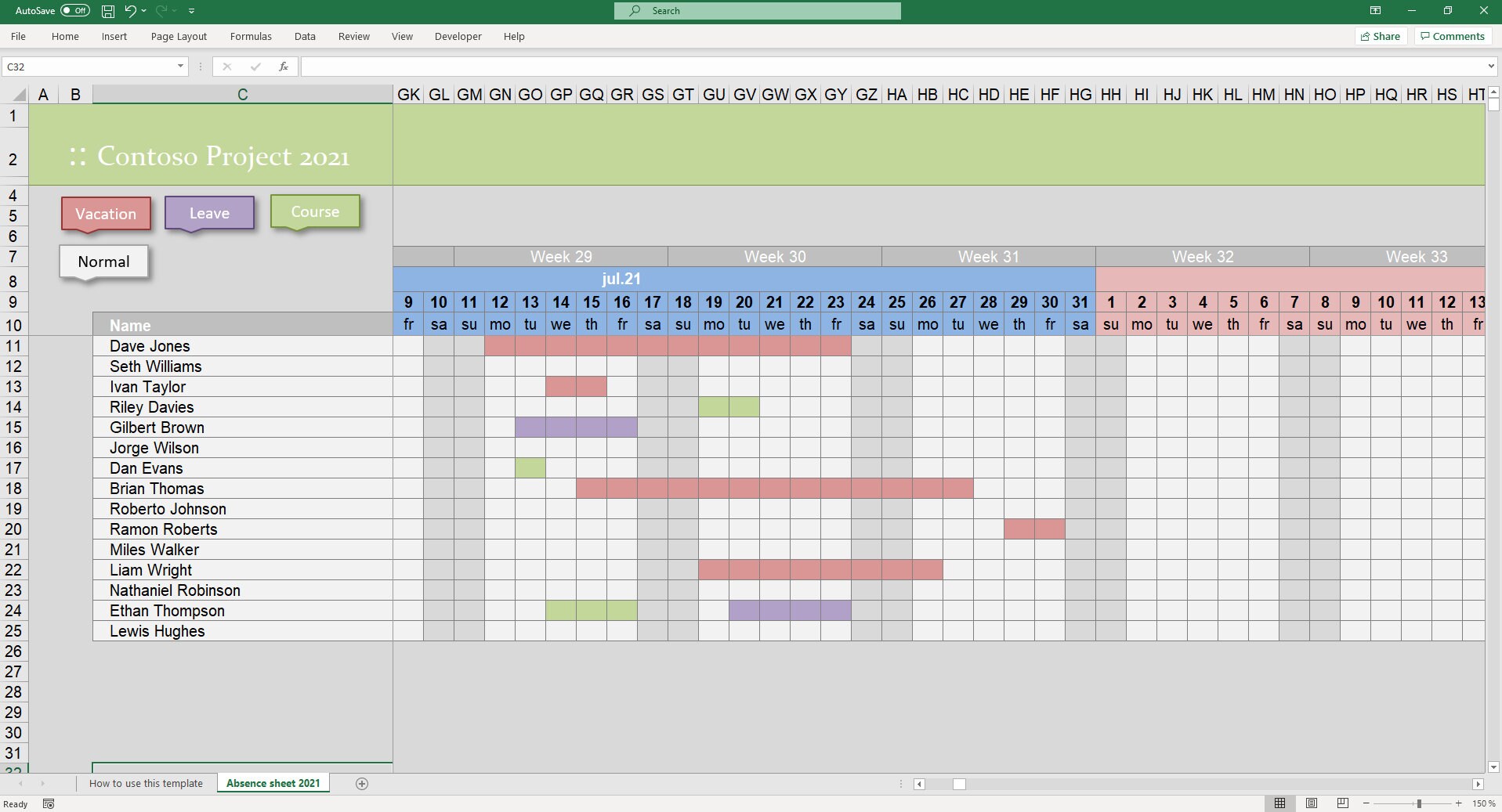 Employee Absence Tracker for Microsoft Excel | Vacation Tracking ...