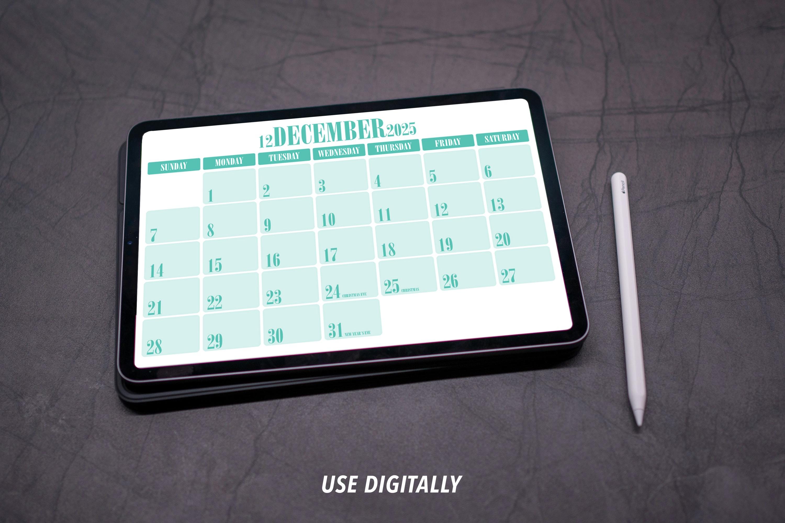 2025 Calendar Printable Calendar Digital Calendar PDF Calendar Instant ...