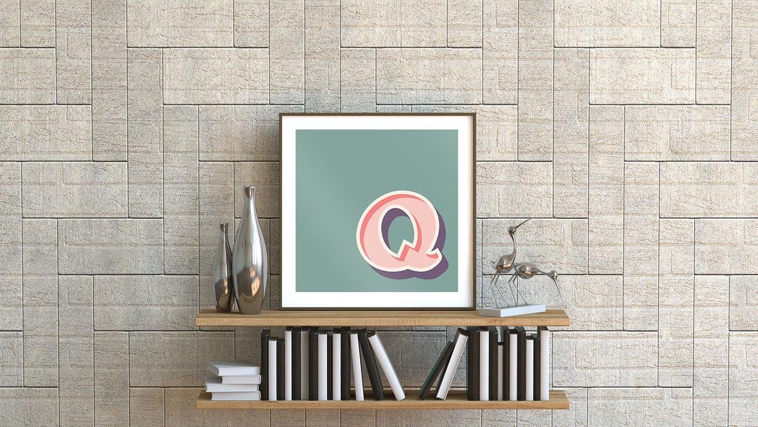 Letter Initial Print Bold Letter Wall Print - Etsy