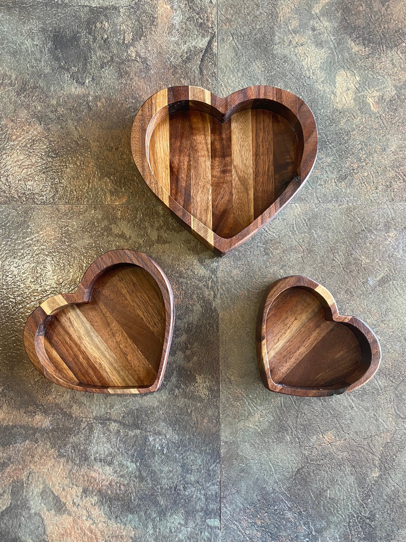 Rustic 3 Piece Heart Catch All, Gift for Wife, Hardwood Catch All Gift ...