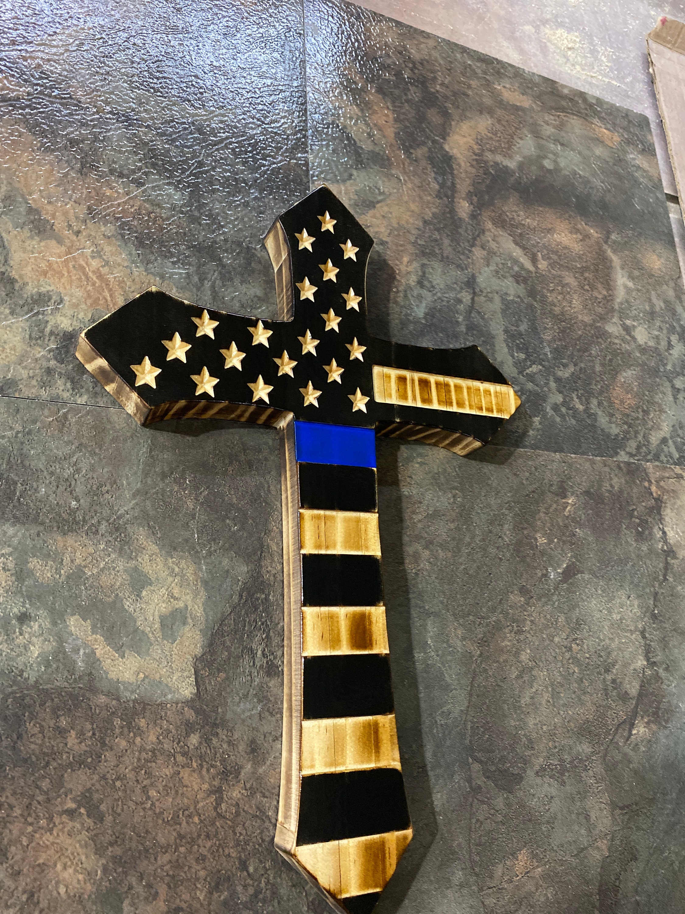 Thin Blue Line Cross Thin Blue Line Flag Police Officer - Etsy