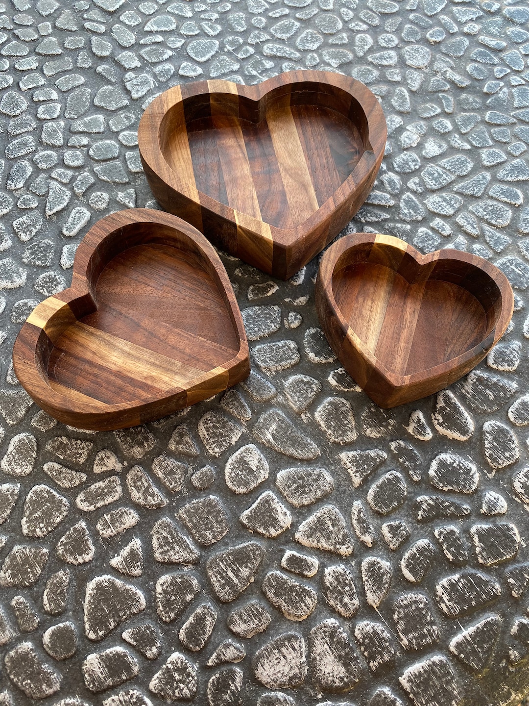 Rustic 3 Piece Heart Catch All, Gift for Wife, Hardwood Catch All Gift ...