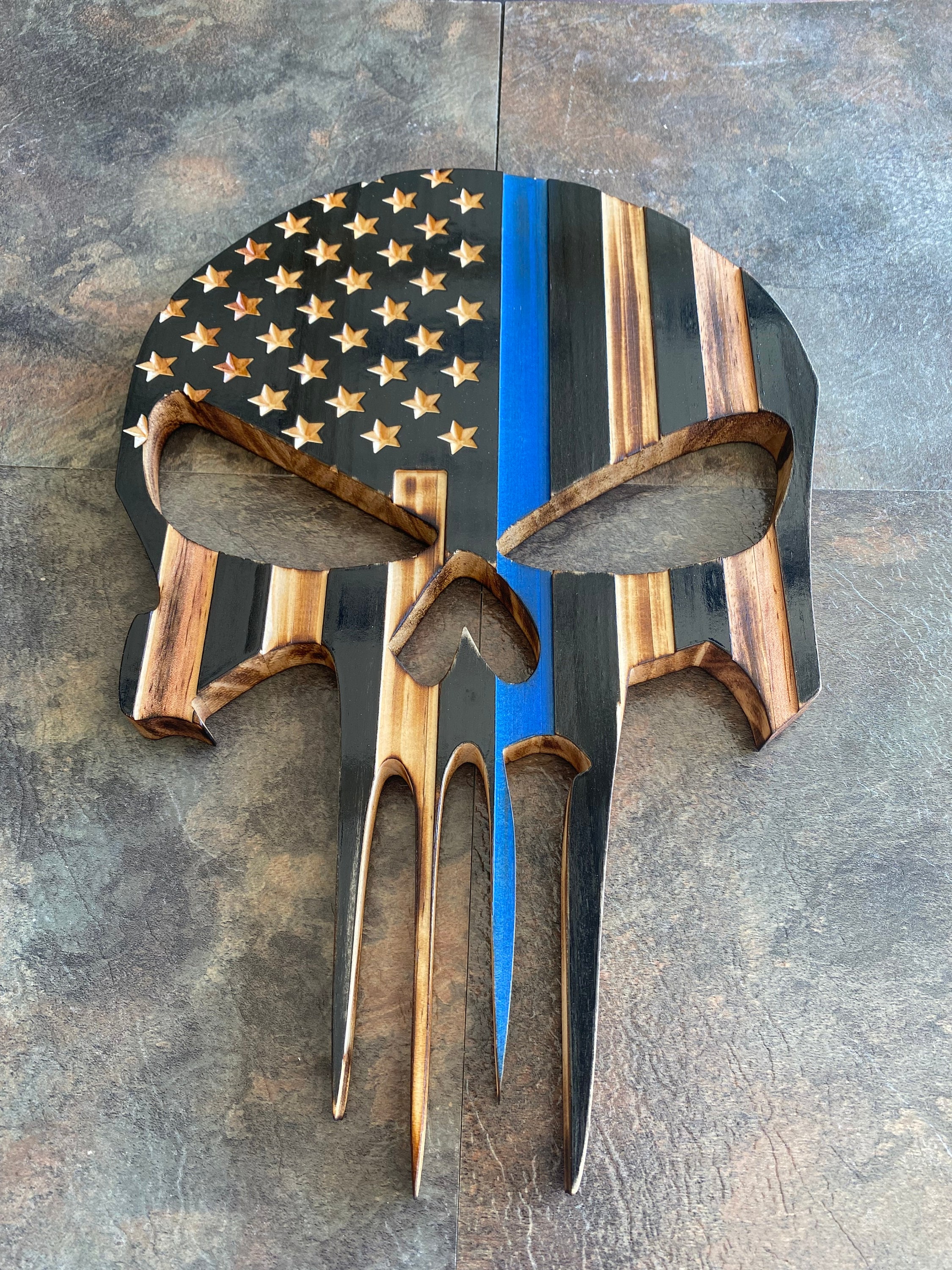 Thin Blue Line Punisher Helmet, Back the Blue, Law Enforcement Wall ...