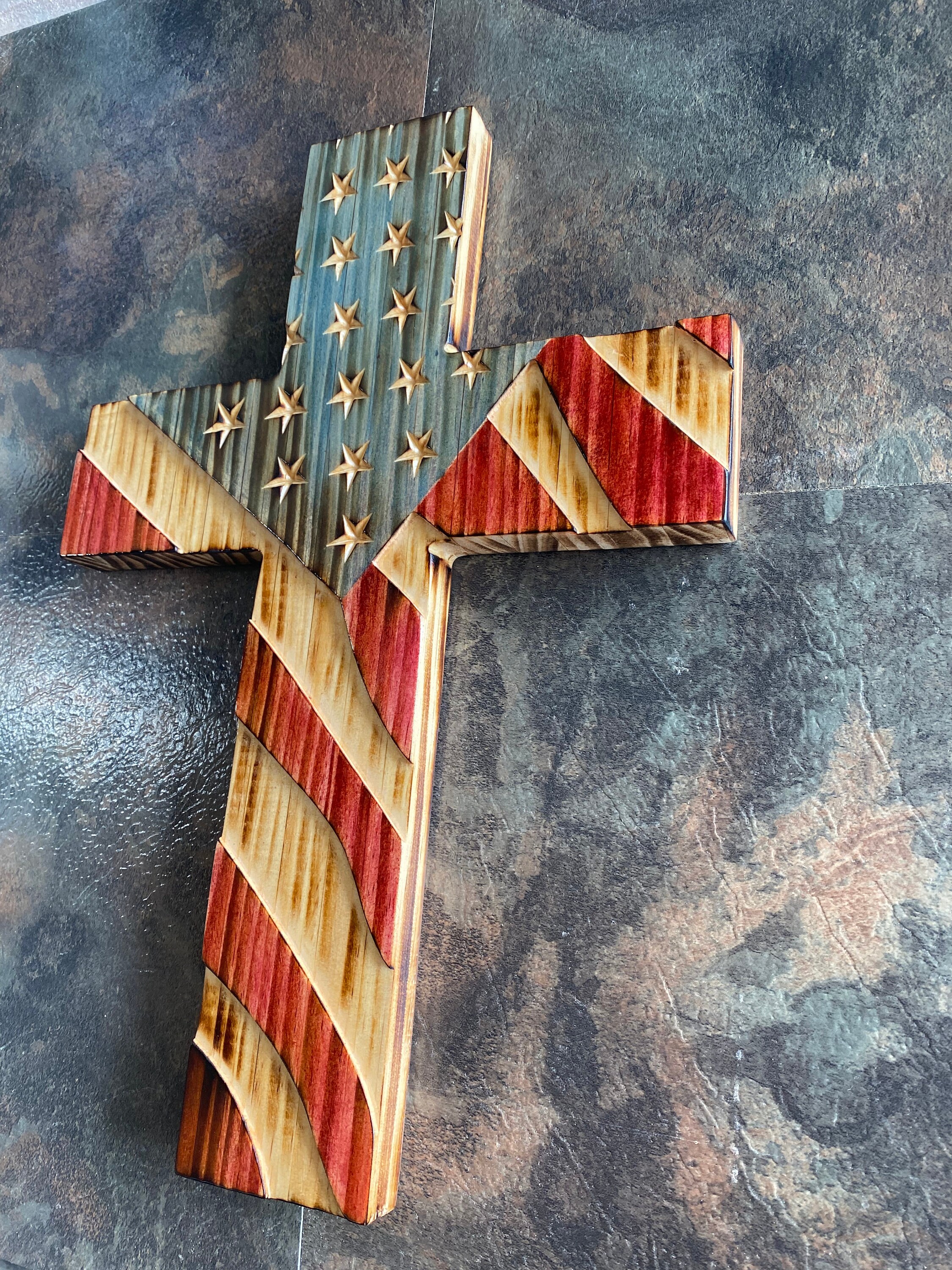Rustic American Flag, Rustic Cross Gift, Wall Hanging Gift, Patriotic ...