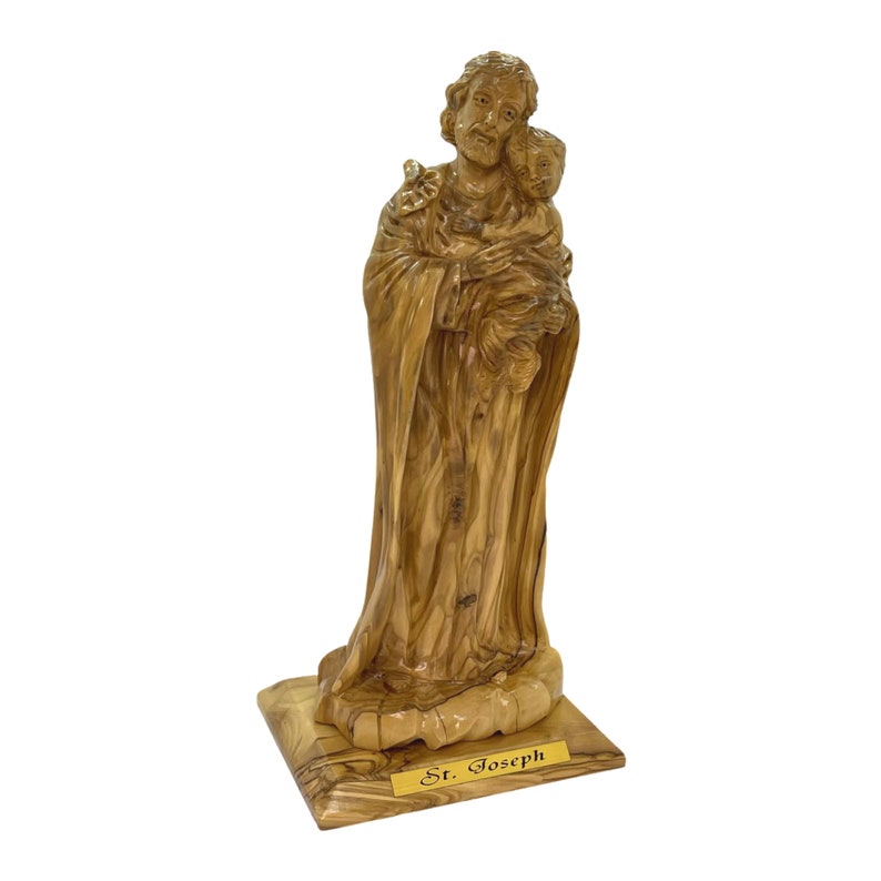 Olive Wood Saint Joseph With Child Hand Carved, St Joseph, Jesus Christ ...