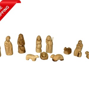 Christmas Nativity Set Cave Olive Wood Hand Carved in Bethlehem ...