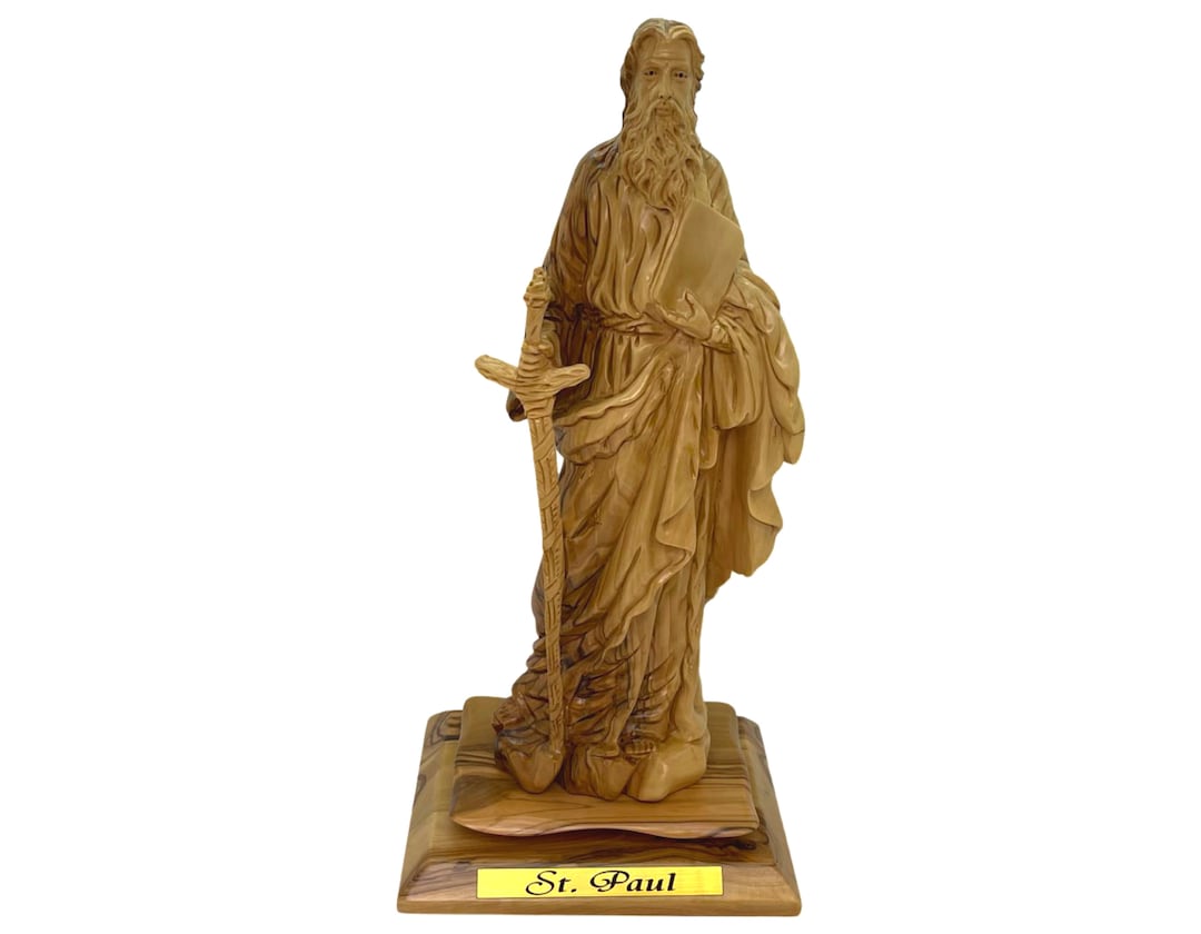 Hand Carved Olive Wood Saint Paul Statue - Holy Land Art - Etsy