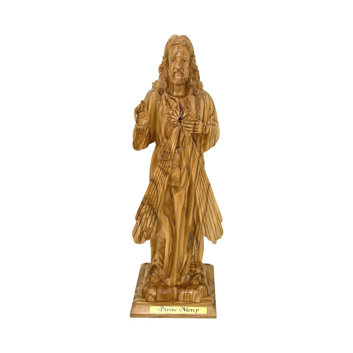 Divine Mercy Jesus Christ Large Statue Olive Wood Miracle | Etsy