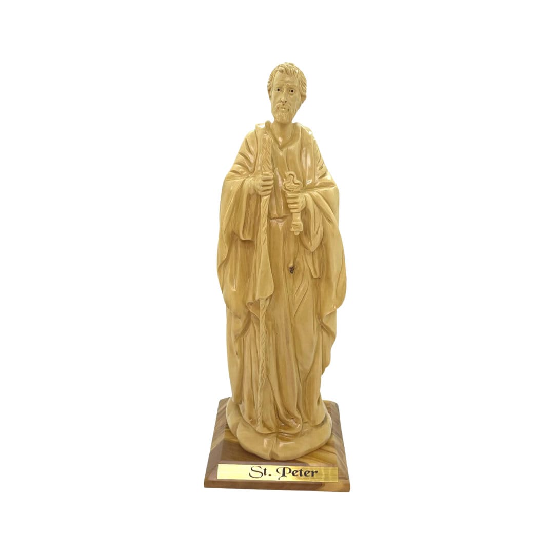 Saint Peter Olive Wood Sculpture, Saint Apostle, Wooden St. Peter, St ...