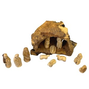 Christmas Nativity Set Cave Olive Wood Hand Carved in Bethlehem ...