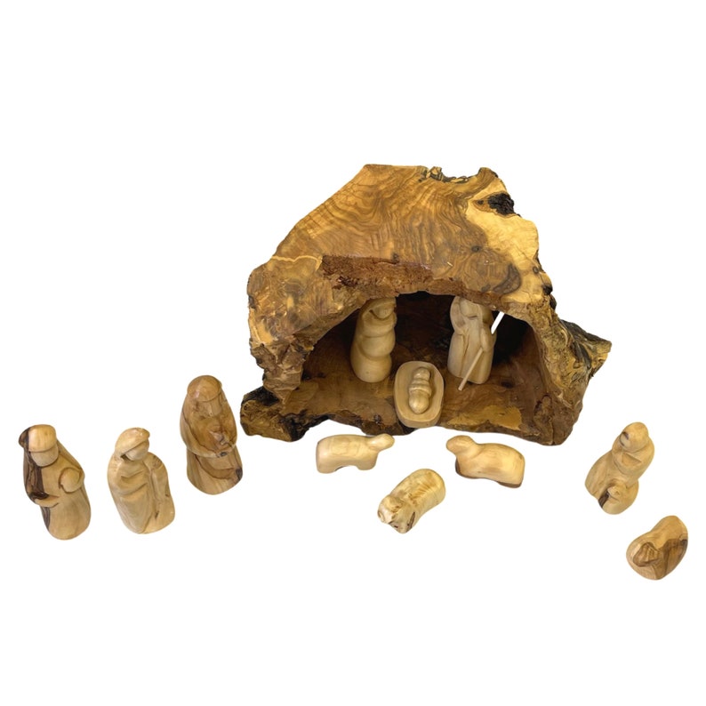 Christmas Nativity Set Cave Olive Wood Hand Carved in - Etsy