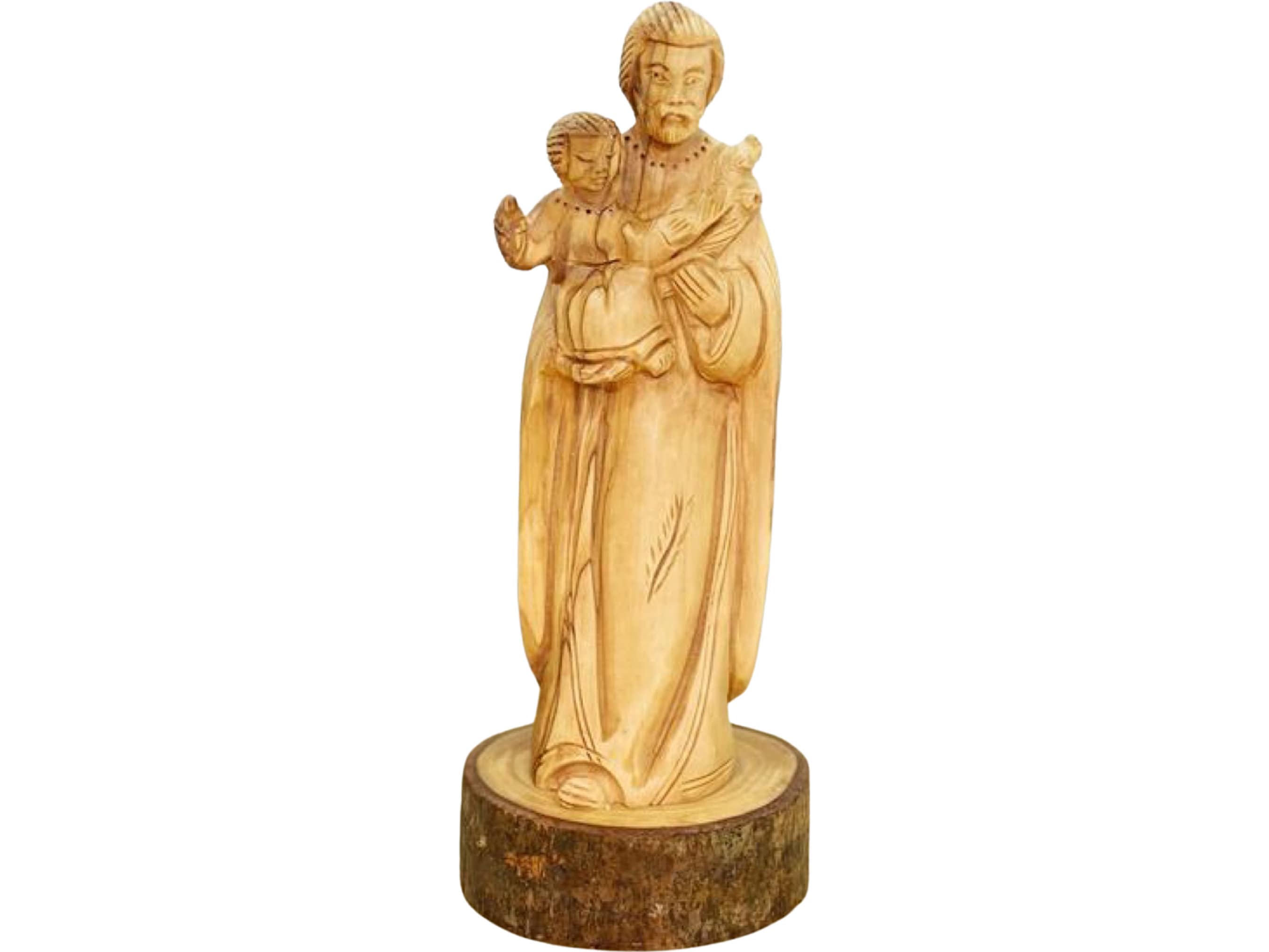 Olive Wood Saint Joseph Statue Hand Made, St Joseph Statue Wood, St ...
