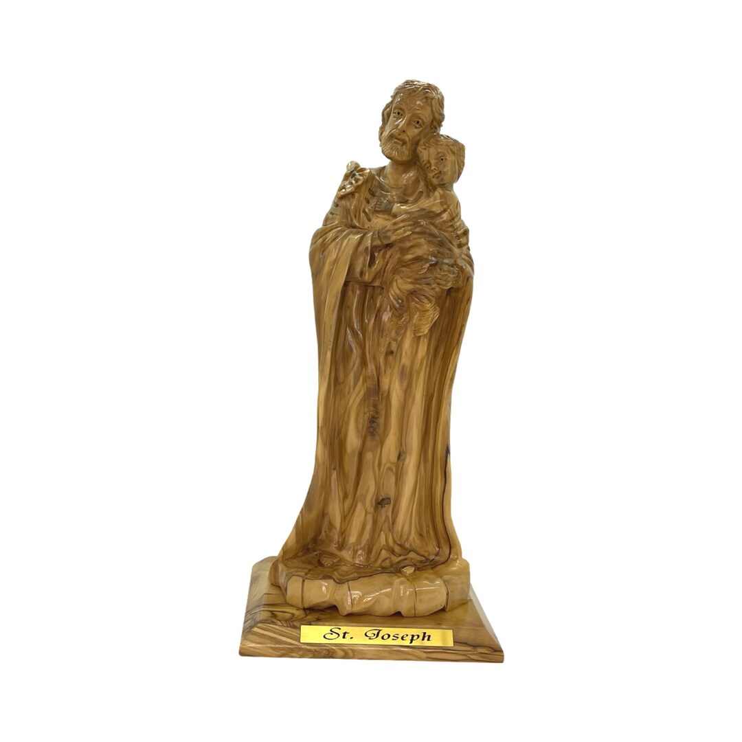 Olive Wood Saint Joseph With Child Hand Carved, St Joseph, Jesus Christ ...