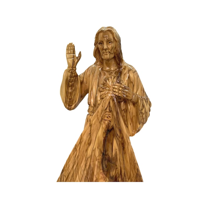 Divine Mercy Jesus Christ Large Statue Olive Wood Miracle - Etsy