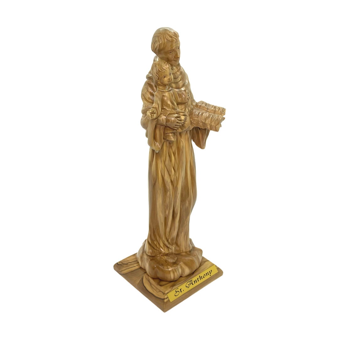 Saint Anthony Statue Olive Wood Hand Made - Etsy